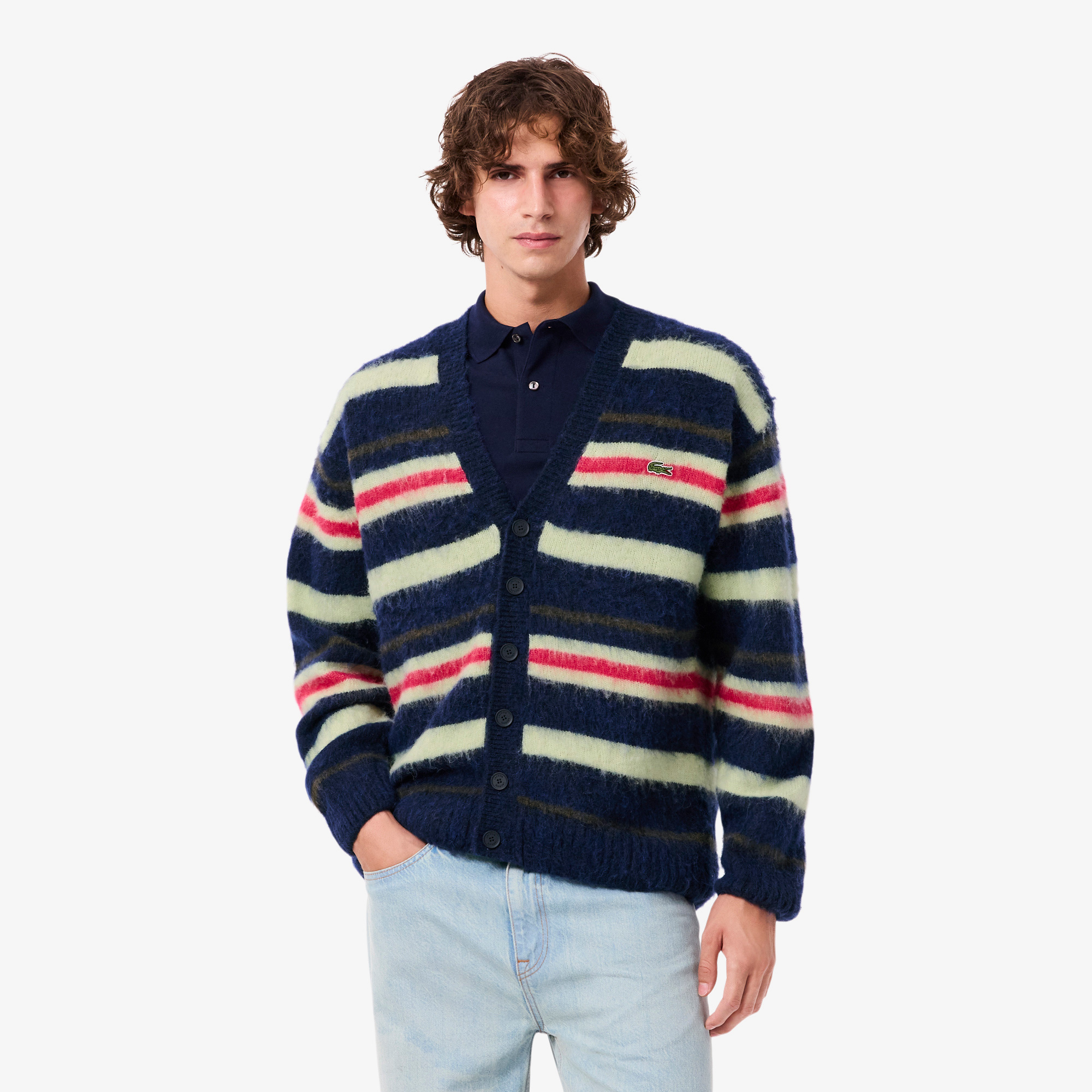 Erkek Relaxed Fit V Yaka Desenli Renkli Hırka AH5937-9I8 | Lacoste